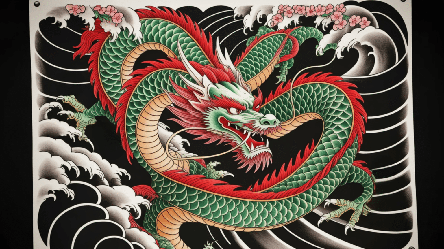 Traditional Japanese Dragon Tattoo Design Ideas - illustrated Tea Cup